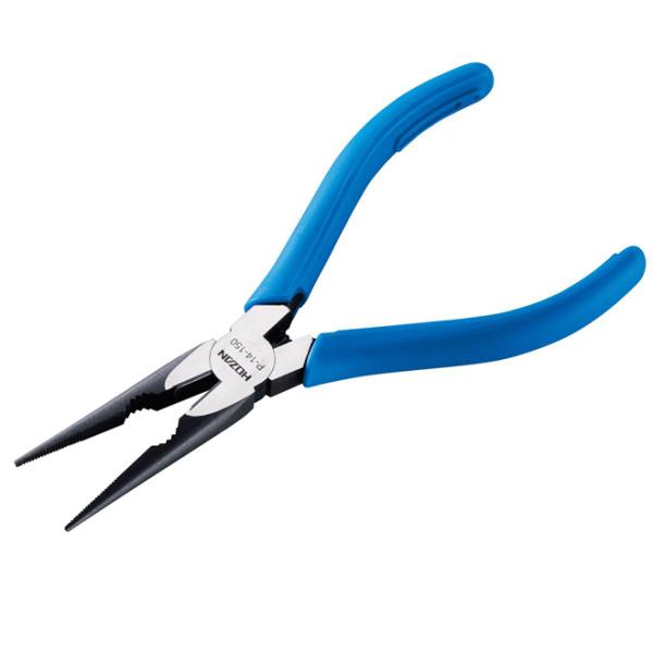 ■ラジオペンチ P-14-150の特長●切断能力…・銅線：2.6mmφ・銅より線：2.0mm2●硬度HRC(刃部)：58●重量：125g※ハンドルカバーは絶縁ではありません。※電気が流れている個所には使用しないでください。メーカー：ホーザン...