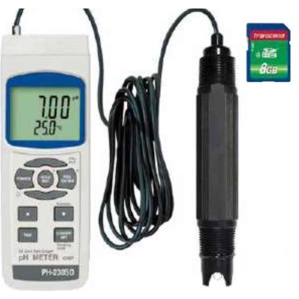 ■投げ込み型ph電極つきデジタルPHメータ PH-230SD-PE21の特長●手の届かない所での水質測定に便利な投げ込みタイプの電極●SDカードをパソコンに取り込むだけで Excelデータ編集が可能●バックライト付きで暗所での測定に便利●p...