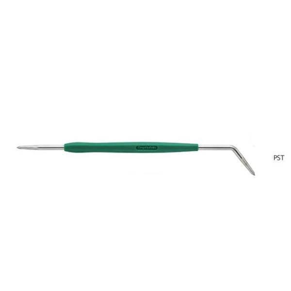 ■チップ付ケガキ針PSTの特長●鋼、真鍮、プラスチック、ガラスなどのケガキ作業(線引き作業)に●摩耗が少なく、欠けやまくれが出にくい耐久性のあるケガキ針●先端：超硬チップ●先端硬度：HRA87●先端角度：55°●全長(mm)：227●径(m...