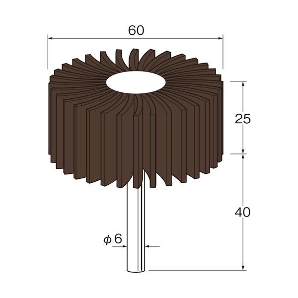 ■フラップサンダー粒度(#):60外径(mm):60 S1941の特長●加工物の形状によくなじみます●回転数を変えることにより柔らかいものから硬いものまで自由に研磨が出来ます●自生作用で常に新しい砥粒面で研磨が出来ます●金属の表面研磨、サビ...
