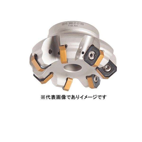 ■ヘリドゥ フェースミル SOF45-R18SOF45 D080-06-27-R18 の特長●45°リードのフェースミルです●フライス加工用●刃数CICT(枚)：6●切削径DC(mm)：80●切込角KAPR(°)：45●最大切削径DCX(m...