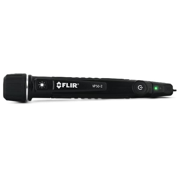 ■検電器+LEDライト VP50-2の特長●接触方式と非接触方式の両方に対応した検知器です●アラーム音/バイブレーション/LEDインジケーターの3つの方法で通電箇所を簡易に検知します●交流電圧(V)：190〜1000●交流電圧(高感度モード...