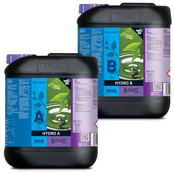 B'cuzz Hydro A&amp;Bは、丈夫で健康な植物へ成長するために必要な栄養素が含まれており、植物の一生を通して使用可能な肥料です。水耕栽培では、より多くの栄養素を必要とします。そのため、Hydro A&amp;Bは肥料濃度が濃く...