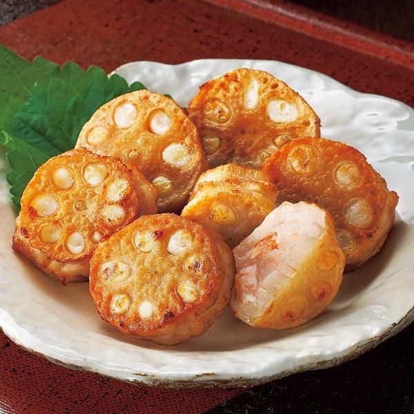 ●送料：1100円（冷凍便でのお届け、送料は別途頂きます）ぷりぷり海老が入ったれんこんのはさみ揚げ！●セット内容／8個（約224g）×5袋●賞味期限／冷凍2027年4月1日●加工地／ベトナム●原材料／蓮根、魚肉すり身、えび、馬鈴薯でん粉、玉...