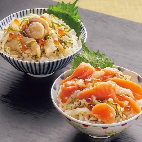 ●送料：1100円（冷凍便でのお届け、送料は別途頂きます）２つの味！お手軽海鮮丼の具。●セット内容／（ほたて70g、サーモン70g）×各5袋●賞味期限／冷凍2026年4月30日●加工地／日本●【ほたて】ほたて貝（北海道、青森県産）、めかぶ、...