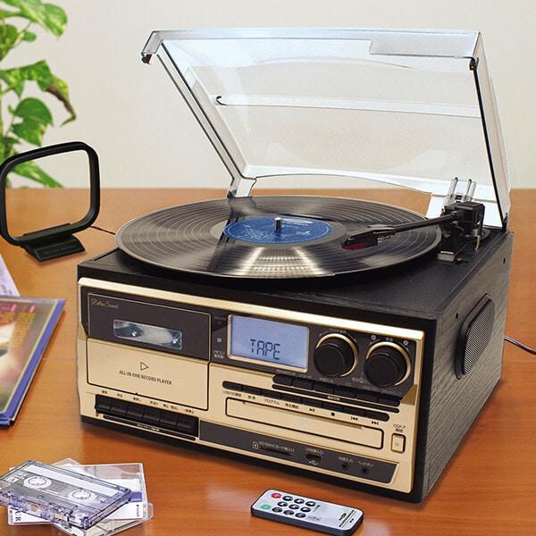 ●送料：無料（通常）レコード・CD・カセット・ラジオこれ1台ですぐに楽しめる！●(約)／幅33×奥行29.5×高さ20.5cm、3.2kg●MDF合板・ABS樹脂●電源／AC100V(50／60Hz)●消費電力／16W●スピーカー出力／3W...