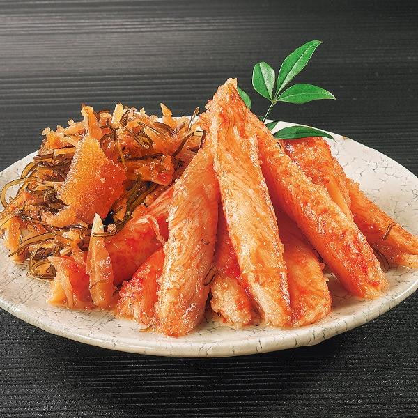 ●送料：1100円（冷凍便でのお届け、送料は別途頂きます）まるでズワイガニ！「ほぼカニ」入りの松前漬け。●セット内容／200g×4袋●賞味期限／製造日から冷凍1年●加工地／日本●原材料／魚肉（輸入）、するめ（国内製造）、数の子（ドイツ、ロシ...