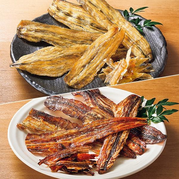 ●送料：880円（通常）ふわっと柔らか！あなごのおつまみ。●セット内容／＜焦がし醤油＞60g×4袋、＜プレーン＞60g×4袋●賞味期限／製造日から常温4ヵ月●加工地／日本●原材料／＜焦がし醤油＞（ベトナム産）、砂糖、食塩、味醂、醤油（大豆・...