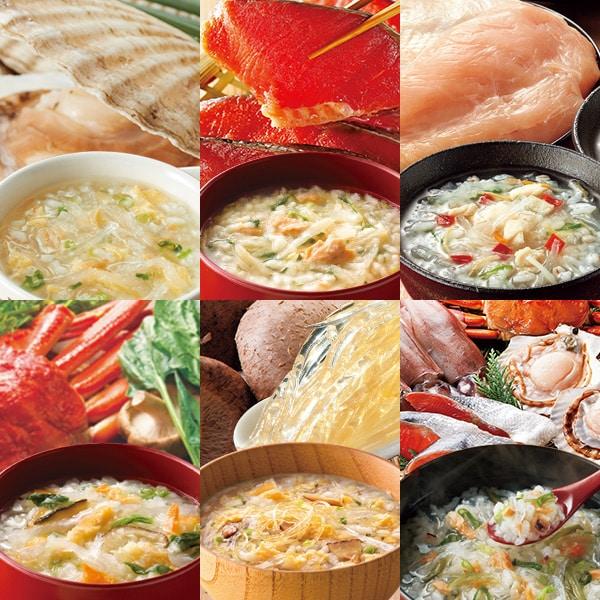 ●送料：無料（通常）カロリー専科生粋ぞうすいの大人気6つの味！【セット内容】6種類（中華風ほたてぞうすい、京みそ鮭ぞうすい、参鶏湯風ぞうすい、たっぷり野菜のかにぞうすい、黄金コラーゲンふかひれ、贅沢海鮮ぞうすい）×各6食【賞味期限】製造日か...