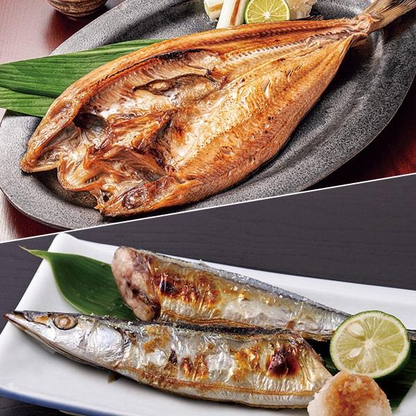 ●送料：1100円（冷凍便でのお届け、送料は別途頂きます）灰干し真ほっけと塩さんまのセット●セット内容／＜灰干し真ほっけ＞1枚(300〜350g)×5枚 おまけ＜塩さんま＞10尾(950g前後)×1Ｐ●賞味期限／＜灰干し真ほっけ＞製造日から...