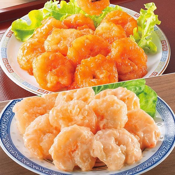 ●送料：1100円（冷凍便でのお届け、送料は別途頂きます）食べ応えのある大きな海老！エビチリとエビマヨのセット。●セット内容／＜エビチリ＞250g×2袋、＜エビマヨ＞250g×2袋●賞味期限／製造日から冷凍1年●加工地／日本●特定原材料等 ...