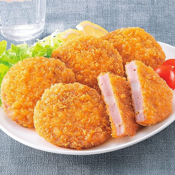 ●送料：1100円（冷凍便でのお届け、送料は別途頂きます）昔懐かしい！肉厚のハムカツ。●セット内容／225g（5個）×8袋●賞味期限／冷凍2026年12月15日●加工地／日本●原材料／鶏肉（国産）、パン粉、豚肉、鶏皮、揚げ油（植物油脂）、粉...