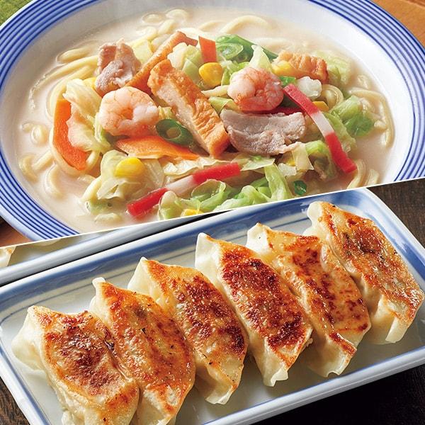 ●送料：1100円（冷凍便でのお届け、送料は別途頂きます）リンガーハットのちゃんぽんと餃子のオリジナルセット！●セット内容／1セットあたり：ちゃんぽん305g(麺150g／具132g／スープ23g)×4食、餃子200g(12個)●賞味期限／...