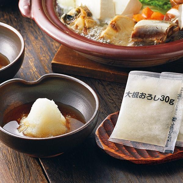 ●送料：1100円（冷凍便でのお届け、送料は別途頂きます）すりおろす手間なし。便利な大根おろし。●セット内容／（30g×50個）×2袋●原材料／大根（国産）／増粘剤（キサンタンガム）、酸化防止剤（Ｖ.Ｃ）●賞味期限／製造日から冷凍1年●加工...