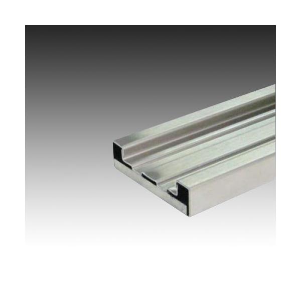 ステンレス材のガラス用レールです。ショーケースや家具などの引き戸にご使用ください。幅広い規格・寸法を販売しており１本から購入可能です。 サービスカット対応商品です