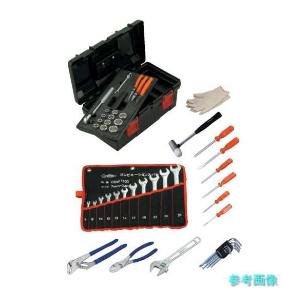 メーカー：(株)スーパーツール在庫状況：仕入先在庫品納期：お支払い確認後、3営業日以内出荷予定（欠品時は早急にご連絡いたします。）商品特長：●機械・自動車・農機の整備に適した工具セットです。●樹脂ケースに入ったコンパクトサイズです。仕様：●...