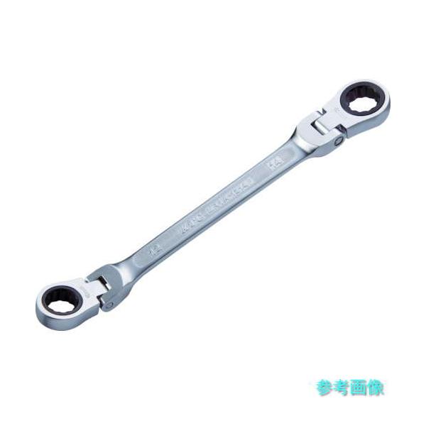 メーカー：京都機械工具(株)在庫状況：仕入先在庫品納期：お支払い確認後、3営業日以内出荷予定（欠品時は早急にご連絡いたします。）商品特長：●両頭首振りタイプです。●ラチェットめがね部は本締めが可能です。●ラチェットめがね部とヒンジ部との距離...