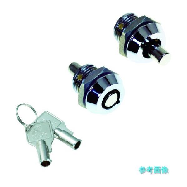 メーカー：トラスコ中山(株)在庫状況：仕入先在庫品納期：お支払い確認後、3営業日以内出荷予定（欠品時は早急にご連絡いたします。）商品特長：●センターピン部をプッシュすることで施錠する錠です。●小さく限られたスペースに取り付けることができます...