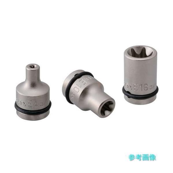 メーカー：TONE(株)在庫状況：仕入先取寄せ品納期：お支払い確認後、4営業日以内出荷予定（欠品時は早急にご連絡いたします。）商品特長：●E形トルクスねじ用のソケットでインパクトレンチで使用できます。用途：●E型トルクスねじの締付け、緩め作...