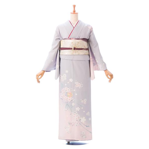 訪問着　付下げ　レンタル☆結婚式、入園、入学式、七五三などにおすすめです☆■対応身長：153cm〜163cm位まで■サイズ　：〜13号まで　身丈:163cm　裄丈:68cm　袖丈:49cm■色/柄：うす紫地に桜の花束■生地：ポリエステル10...