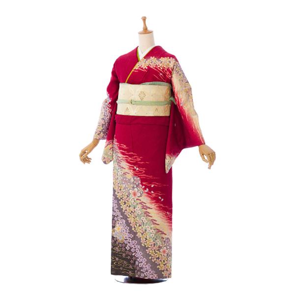 訪問着　付下げ　レンタル☆結婚式、入園、入学式、七五三などにおすすめです☆■対応身長：153cm〜165cm位まで■サイズ　：〜13号まで■身丈:168cm　裄:68cm　前幅:24.5cm　後幅:31.5cm　袖丈:50cm■色/柄：赤ラ...