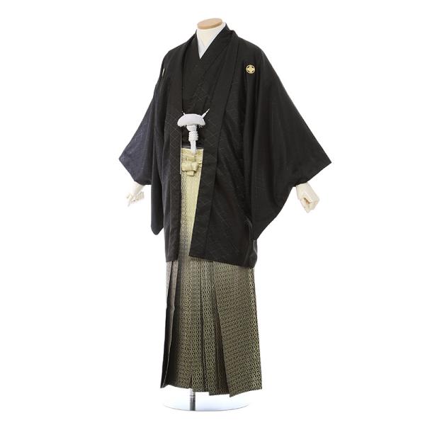 成人式・卒業式　男性袴フルセットレンタル■対応身長　175〜180cm前後■標準ウエスト　60〜100cmまで■サイズ　（約）羽織・着丈:約95 裄丈:約76 袖丈:約54 袴丈:約94（cm）■色柄　羽織/着物:黒地大菱形|袴:黒白ぼかし...