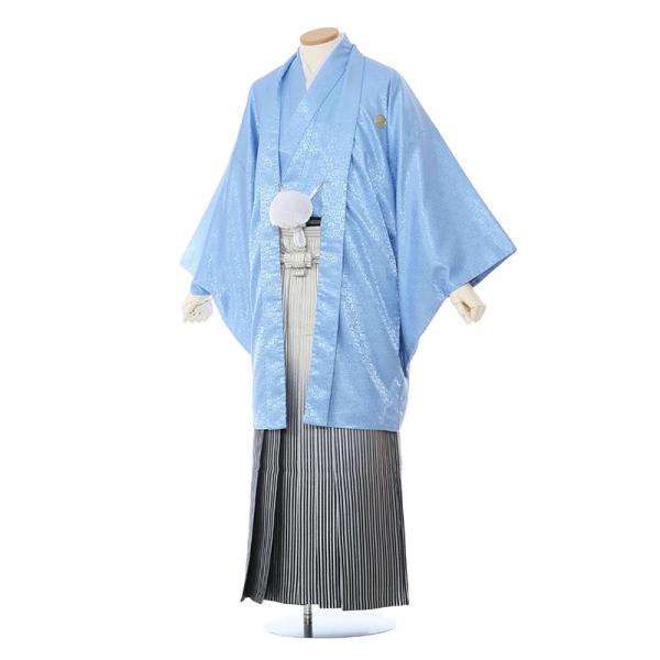 成人式・卒業式　男性袴フルセットレンタル■対応身長　180〜185cm前後■標準ウエスト　60〜100cmまで■サイズ　（約）羽織・着丈:約100 裄丈:約78.5 袖丈:約56 袴丈:約96（cm）■色柄　ブルー市松宝尽くし|銀縞袴■生地...