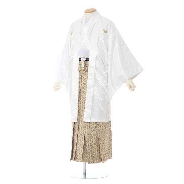 成人式・卒業式　男性袴フルセットレンタル■対応身長　170〜175cm前後■標準ウエスト　60〜100cmまで■サイズ　（約）羽織・着丈:102 裄丈:75 袖丈:54 袴丈:92（cm）■色柄　羽織/着物:白菱形(大) 袴:ベージュ亀甲袴...