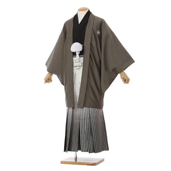 成人式・卒業式　男性袴フルセットレンタル■対応身長　165〜170cm前後■標準ウエスト　60〜100cmまで■サイズ　（約）羽織・着丈:約94 裄丈:約75 袖丈:約53 袴丈:約91（cm）■色柄　グレー水玉柄|黒|銀ぼかし縞袴■生地　...