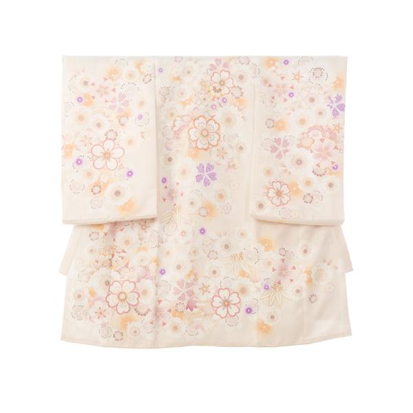 〔産着レンタル〕フルセット■色/柄　  白　鞠に桜■生地　　表地：化繊　裏地：化繊■付属品　　着物＋長襦袢、帽子、よだれかけ、お守り簡単な着せ方のマニュアル※小物類の色柄形は、e-きものレンタルスタッフがコーディネートさせていただきます。※...