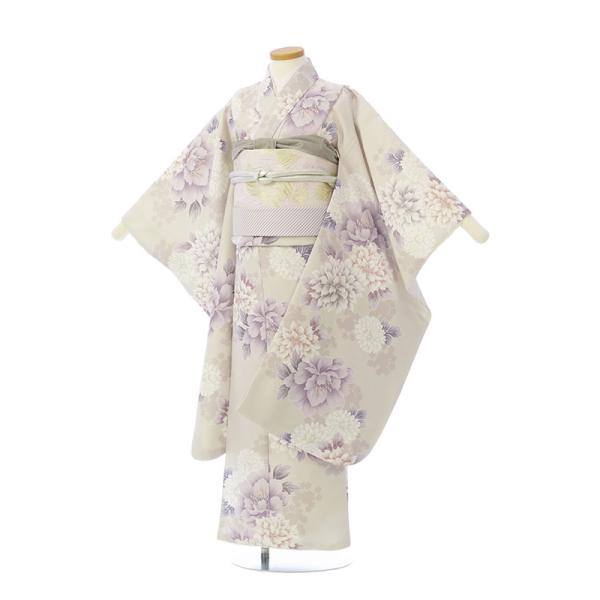 七五三レンタル　7歳女の子　着物:モカベージュ　牡丹にダリア■対応身長:約115〜125cm前後    ■（約）裄:54 身丈:131 袖丈:75（cm）■生地:化繊<付属品　七五三　女の子7歳　16点フルセット>１）　着物２）...