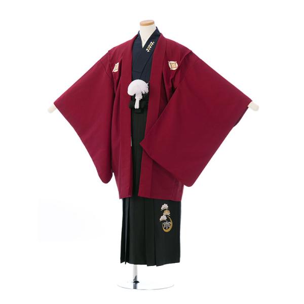 ☆ジュニア袴　レンタル☆卒業の晴れの日には紋付き袴姿で、思い出に残る1日に!!■対応身長:150〜155cm（約）羽織・着丈:83 裄:66 袖丈:56 袴丈:84（cm）※肩上げ済■色・柄羽織:えび茶　紋入り着物:紺地袴:黒地　刺繍入り■...