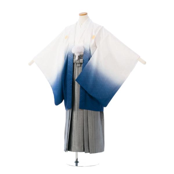 ☆ジュニア袴　レンタル☆卒業の晴れの日には紋付き袴姿で、思い出に残る1日に!!■対応身長:140〜145cm(約)羽織・身丈:79 裄:63 袖丈:56 袴丈:80(cm)※肩上げ済■色・柄羽織:白紺着物:白袴:白グレー銀　縄縞袴■生地　化...