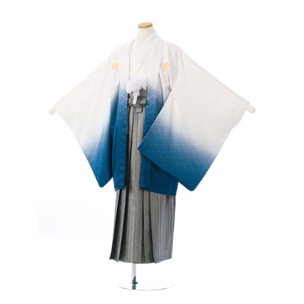 ☆ジュニア袴　レンタル☆卒業の晴れの日には紋付き袴姿で、思い出に残る1日に!!■対応身長:150〜155cm（約）羽織・身丈:80 裄:66 袖丈:56 袴丈:84（cm）※肩上げ無し■色・柄羽織:白紺着物:白袴:白グレー銀　縄縞袴■生地　...