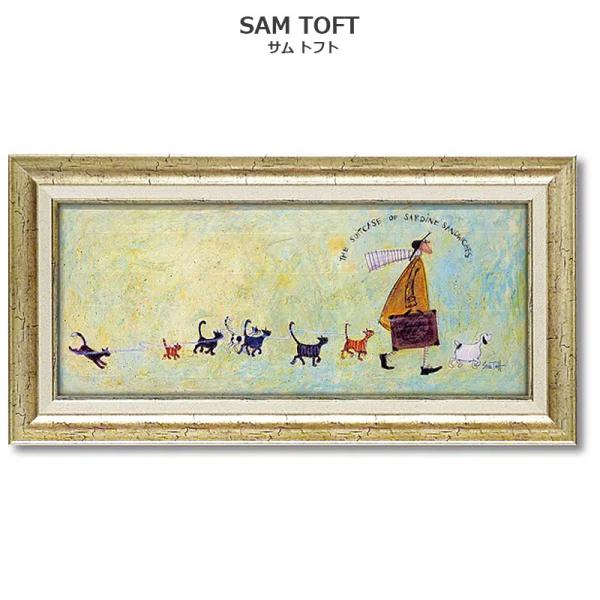 「商品番号」0290873「商品名」インテリア 絵画 サムトフト 絵画 「 いわしサンド スーツケース 」 Mサイズ イギリス作家 Gel加工「サイズ」幅 63.5×高さ 32.5cm（単位はセンチ）「作家」サム トフト画（イギリス・女性）...