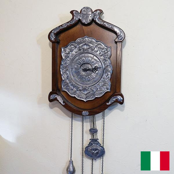 ピューター（すず）コレクション毎日使うものだからこだわりたいですね。「商品番号」0750064「商品名」 イタリア製 アンティーク 掛け時計 振り子付 クオーツ すず製 ピューター製「サイズ」幅 33.5×奥行 8×高さ 46.5(全長90...