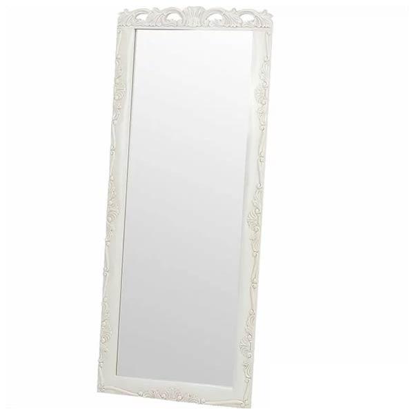 【商品番号】1020174【商品名】VIOLETTA：ヴィオレッタ ミラー 置きミラー 全身鏡 おしゃれ 姿見 RD-1765AW 【サイズ】幅 70×奥行 3×高さ 170cm 【材質】パイン、MDF材、ホワイトアンティーク仕上げ 【生産...