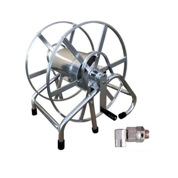 アルミホース巻取器 150m用 ホースリール [4582572510256] ラック式 トラックのアオリ等に取付可 農業用ホース シンセイ