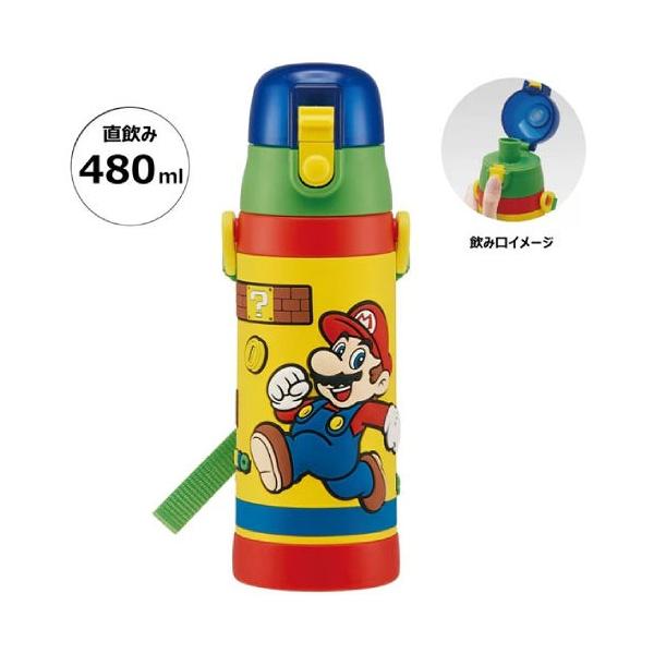 3Dロック付ワンプッシュダイレクトボトル 480ml スーパーマリオ スケーター Skater [4973307489037] SDPV5