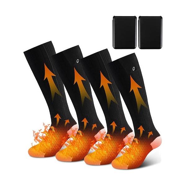 電熱ソックス 2足セット ブラック [XX-WZ01-2black] フリーサイズ(22〜28cm) 6000ｍAhバッテリー(PSE認証済)付 4段階温度調整 冷え性対策 COVELL コベル G.B.Z