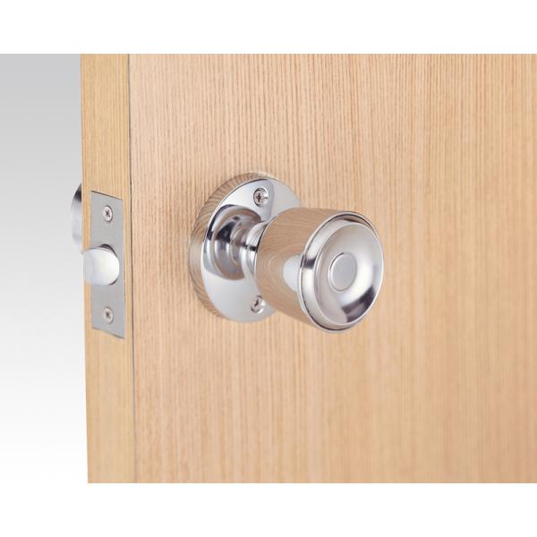 仕様機能 空錠　カギなし対応扉厚 28mm〜45mm主な材質 ノブ・座：亜鉛ダイカスト仕上（カラー） クロームメッキBS 60mm