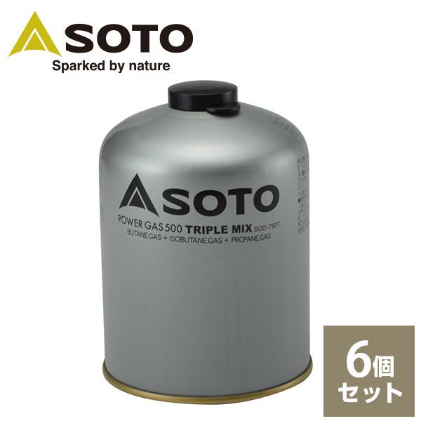 【送料無料】SOTO パワーガス500トリプルミックス 6個 SOD-750T本体サイズ直径110×高さ150mm重量680g容量460g材質液化イソブタン・液化ノルマルブタン・液化プロパン仕様●原産国：日本商品説明●イソブタン、ノルマルブ...