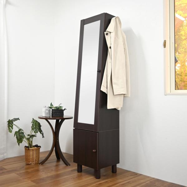 ○カラー：ダークブラウン、木目ホワイト○商品サイズ：Ｗ39.5ＸＤ32ＸＨ160ｃｍ○材質：（本体・棚板）プリント紙化粧繊維板、鏡○商品重量：約23.3ｋｇ○中国製○組立式○送料無料(北海道・沖縄・離島は別途送料がかかります)※アウトレット...