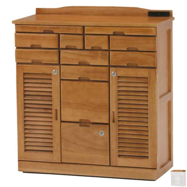 ○カラー：ライトブラウン(LBR)、ナチュラルホワイト(NW)○サイズ:(約)幅76×奥行32×高さ83cm■キャスター付■コンセント付■鍵×２箇所付■可動棚:２枚(３cmピッチ３穴)■仕切板×１付き■引出内寸(浅):約幅33×奥行26.5...