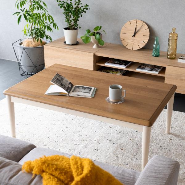 サイズ 約105cm×65cm×36/41cm（高さ）【重量】13.2kg（その内取り外し可能な天板は5.4kg）カラー：ブラウン仕様＜天板＞■素材：オーク突板■塗装：UV塗装・ブラシ加工・節あり・凹凸あり＜脚部＞■素材：ラバーウッド原産国...