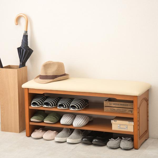 ○カラー：画像をご確認ください○サイズ：(約)幅90×奥行31×高さ43×座面高43cm○素材：フレーム:天然木（ラバーウッド）、棚:プリント化粧繊維板、張地:合成皮革■組立式○生産地：ベトナム製○送料無料(北海道・沖縄・離島は別途送料がか...