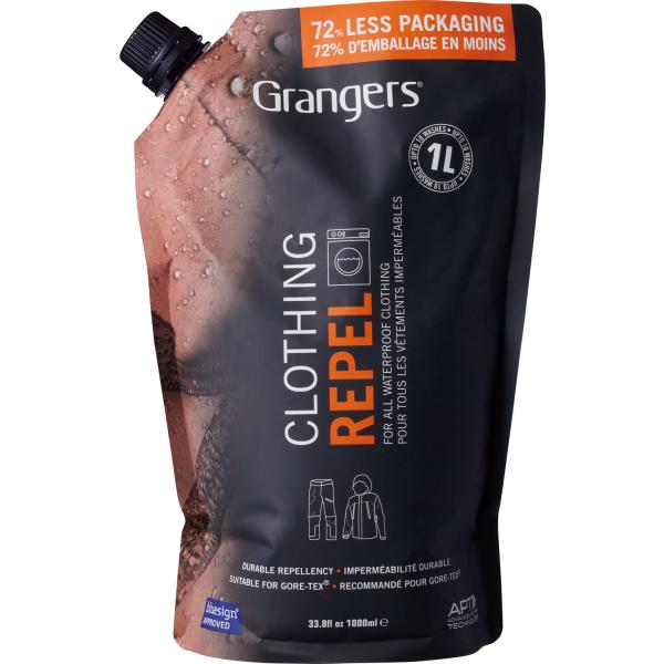 グランジャーズ Granger's 詰め替え用撥水剤 クロージング リペル 1L ウェア撥水剤 洗濯機投入タイプ  1500022　アウトドア　洗濯機に直接投入するタイプの撥水剤です。撥水性を失った生地に撥水加工を施します。有害なフッ素カー...