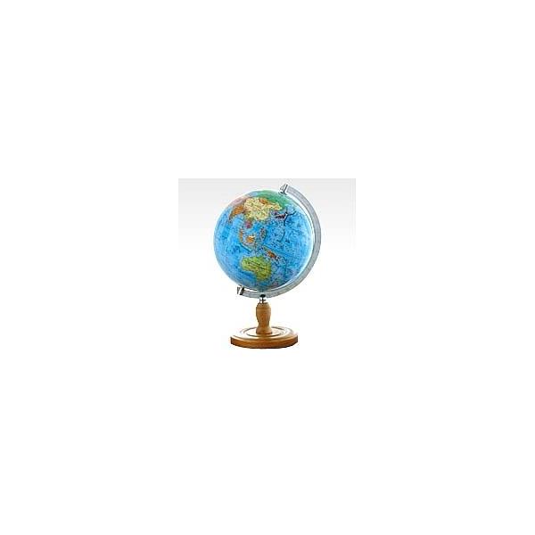 入学・学習用に最適な地球儀です。国別に分けた行政図タイプ球径260×高さ420mm　重量-約0．9kg弓-亜鉛ダイキャスト製（クロムメッキ仕上げ）台-木材（カツラ）　球-PVC（プラスチック）