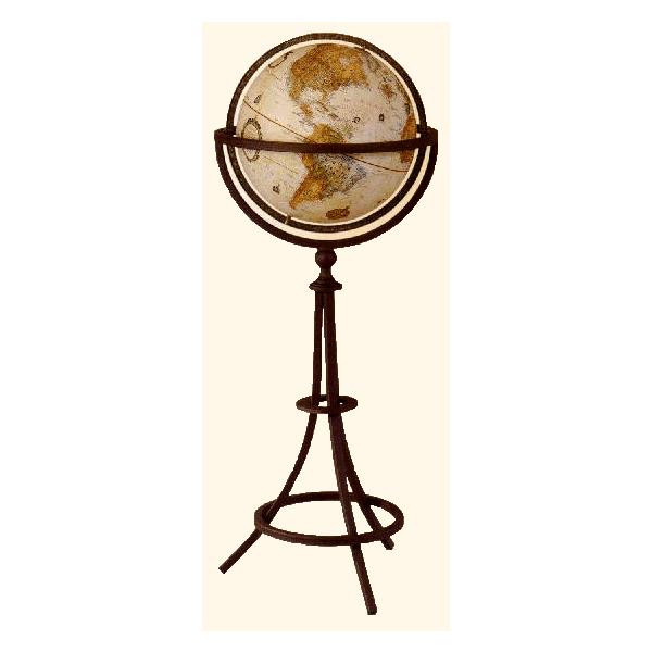 インテリアに最適な高級地球儀！地球儀専門メーカーのリプルーグル社製です。●球径40cm×高さ120cm 造形芸術家トム・トーレンスがデザインしたスマートな鉄製の架台と山岳隆起加工のアンティーク調の球の絶妙な美しいハーモニーをお楽しみください...