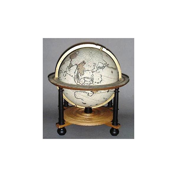 日本に渡来したものでは最も古いといわれている地球儀のレプリカ/ファルク地球儀　スタンダード版　No.0211/サイズ 球径-21cm　幅28.5×高27.5cm /材質 プラスチック球に紙貼り、台-木製、子午環-合金 /（株）渡辺教具製作所